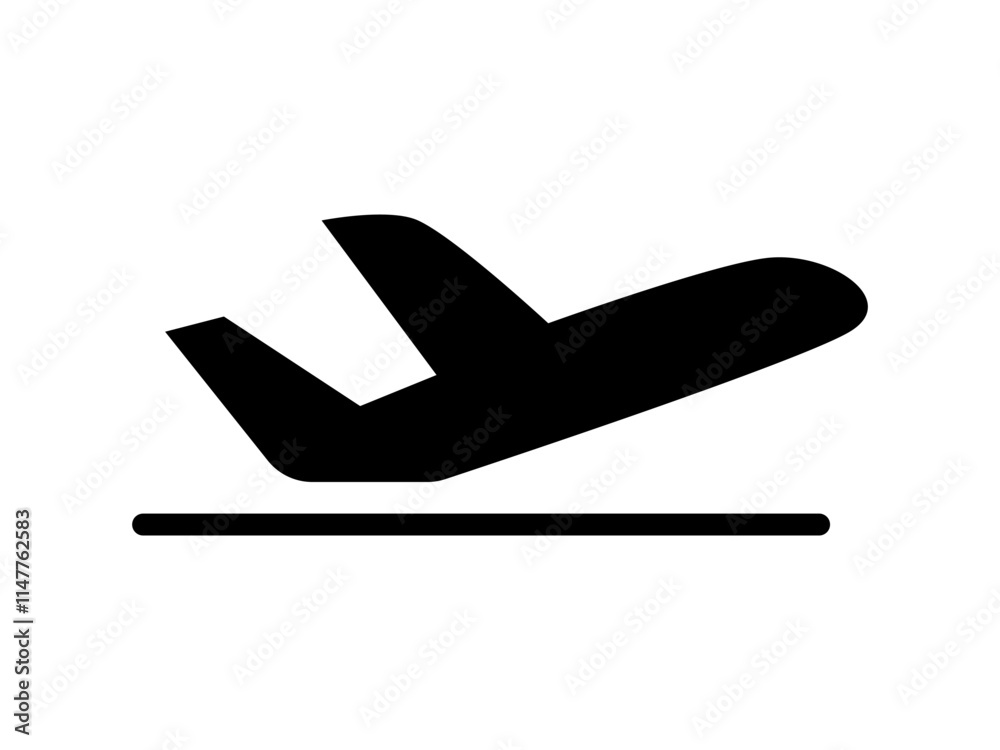 airplane taking off icon, simple flat style, illustration, logo sign ...