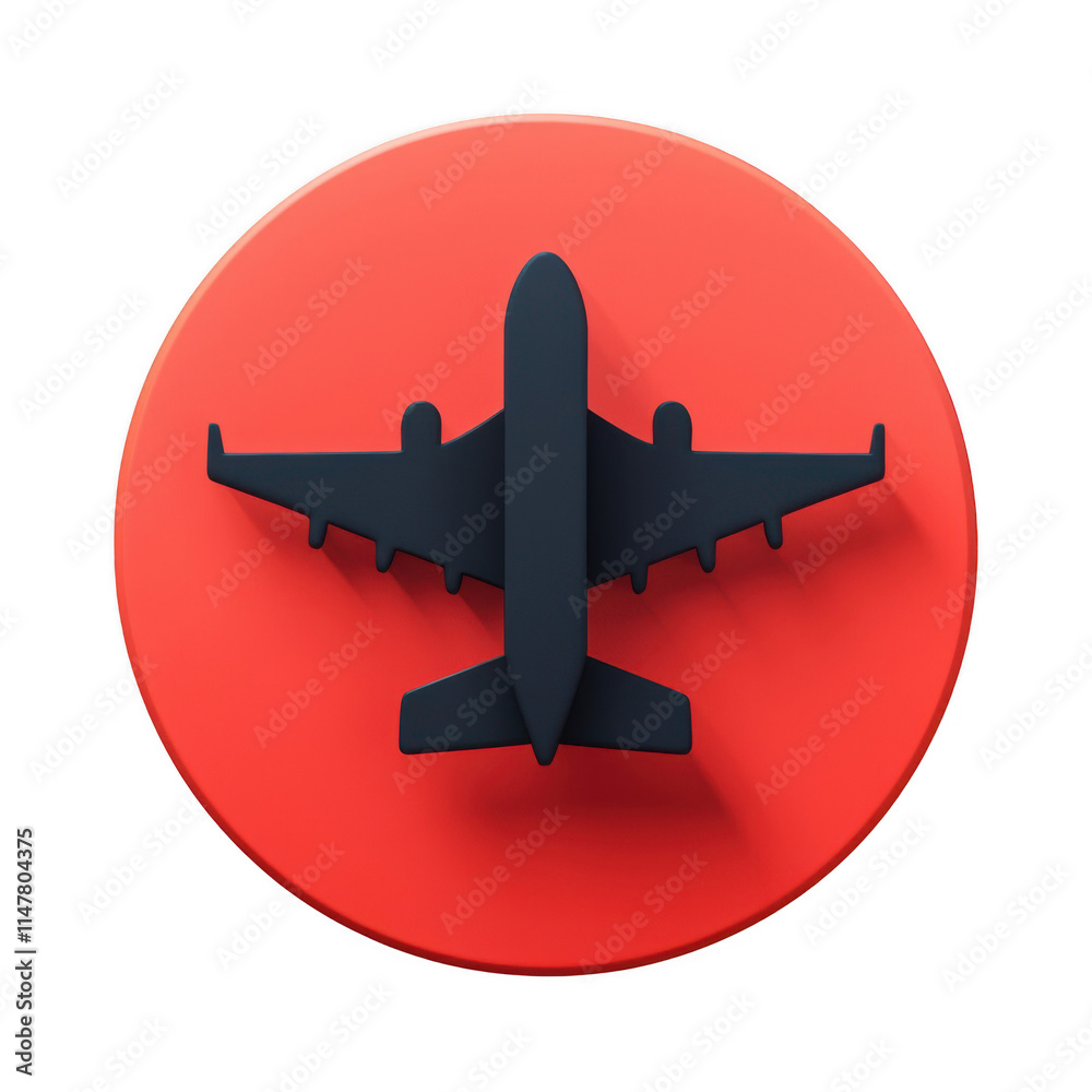 Red icon of Check-in icon, plane png Minimalist flat icon, vector logo ...