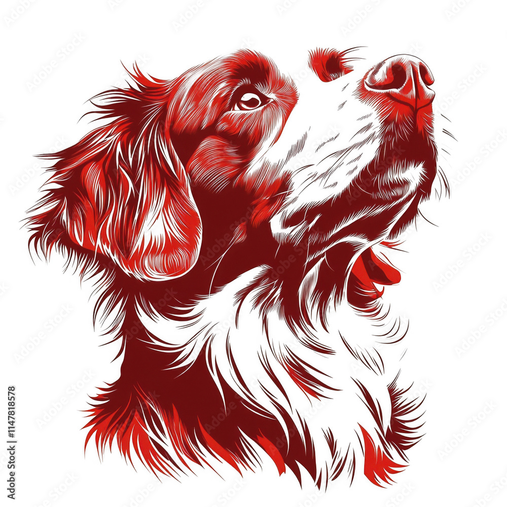 Red icon of English Springer Spaniel dog isolated on a transparent ...