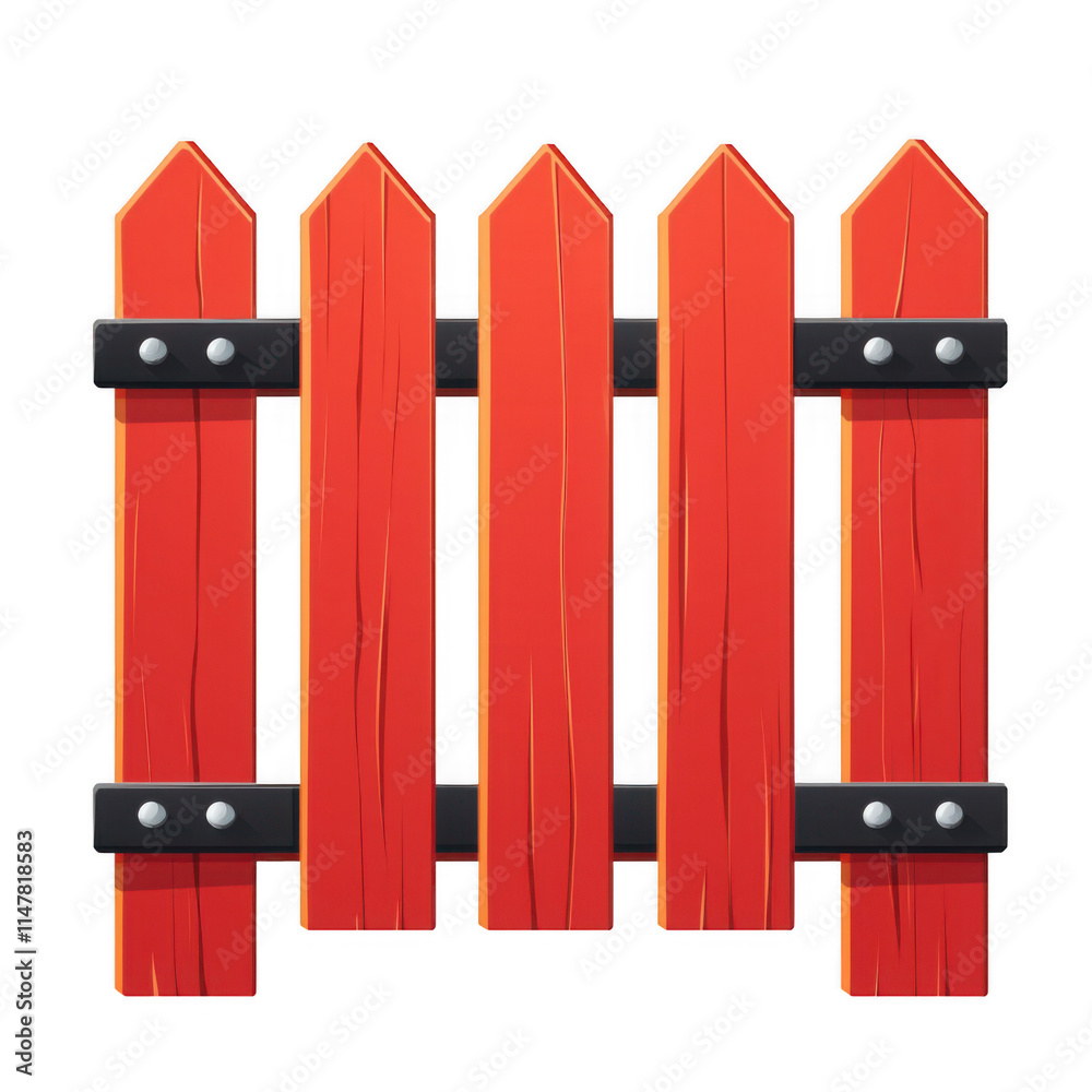 Red icon of Fence isolated on a transparent background Minimalist flat ...