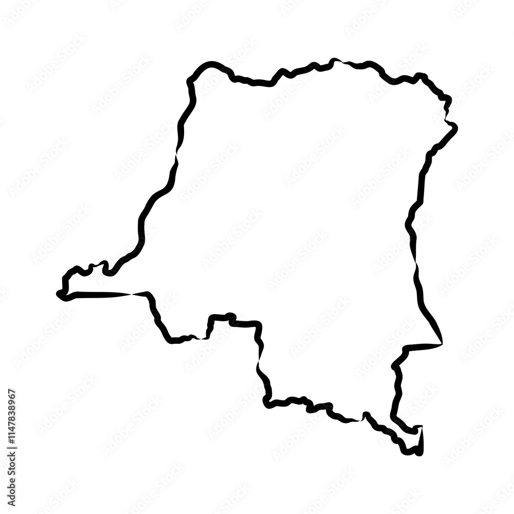Democratic Republic of the Congo political map vector sketch ...