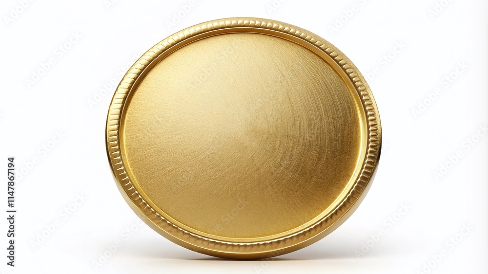 Gold Coin Medal Template, Mockup, Metal Texture, Blank Award, Luxury ...