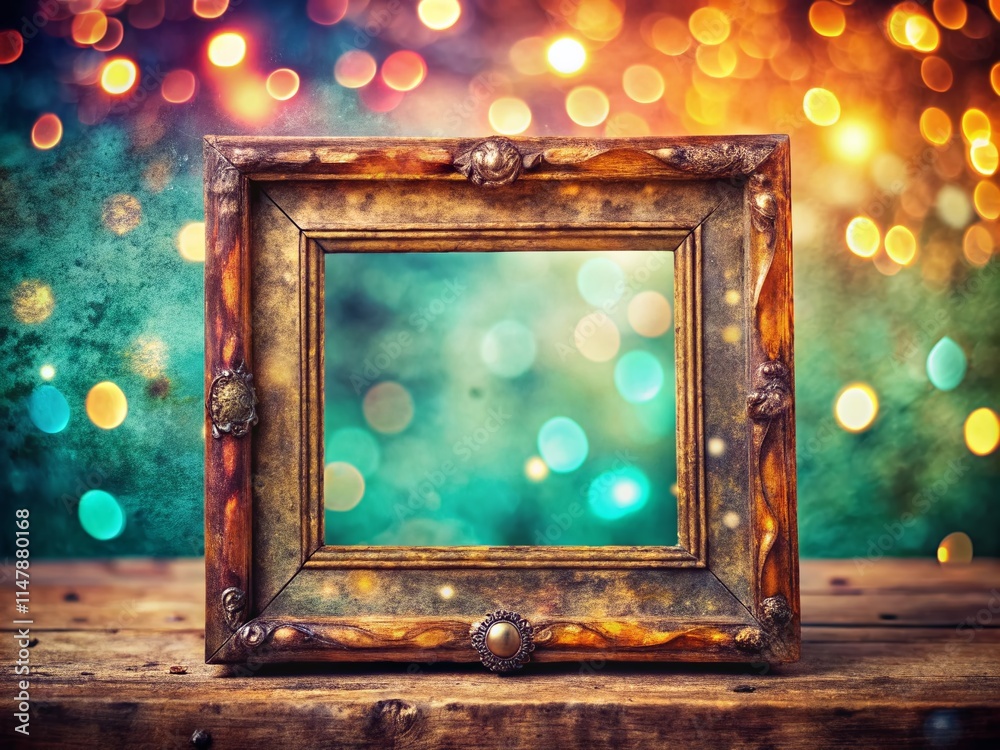 Grunge Photo Frame, Bokeh Background, Vintage Image Border, Retro Frame ...