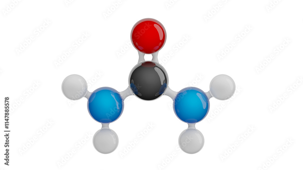 Molecule of Urea (Carbamide). Molecular formula: CH4N2O. Chemical model ...