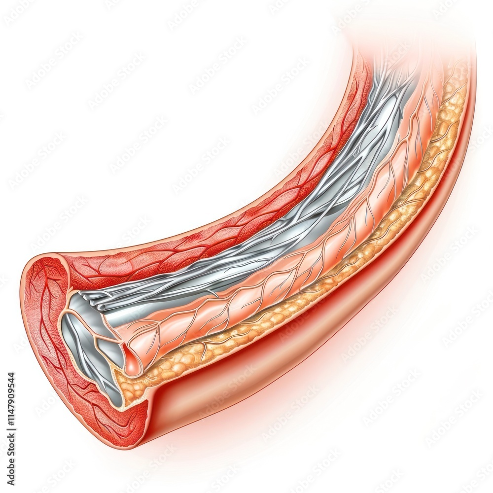 Detailed cross section diagram illustrating the inner structure and ...