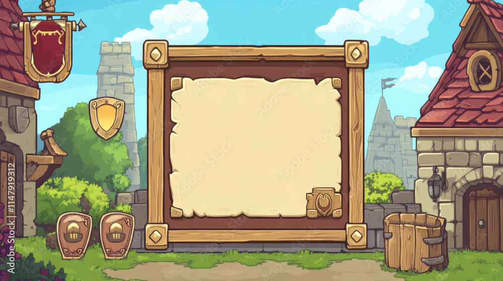 Game ui profile, user menu interface 2d graphic design with frame for ...