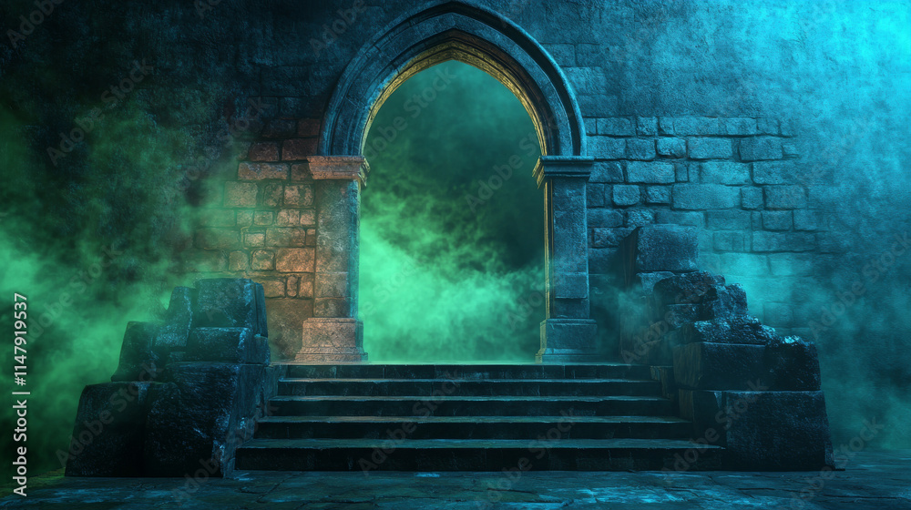 Ilustración de Stock Magic portals with neon light inside. Vector ...