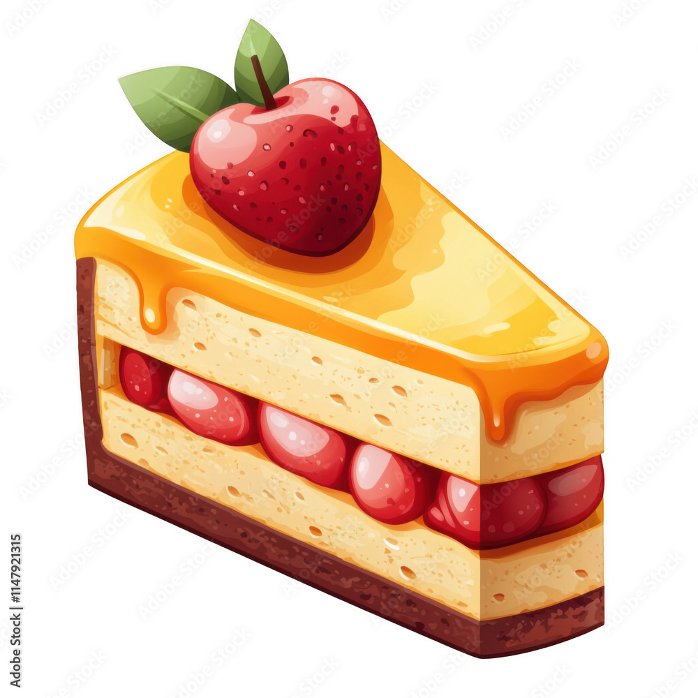 yellow icon of Piece of cake isolated on a transparent background ...