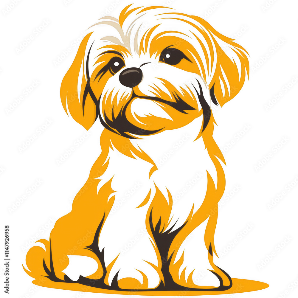 yellow icon of Shih Tzu dog isolated on a transparent background ...