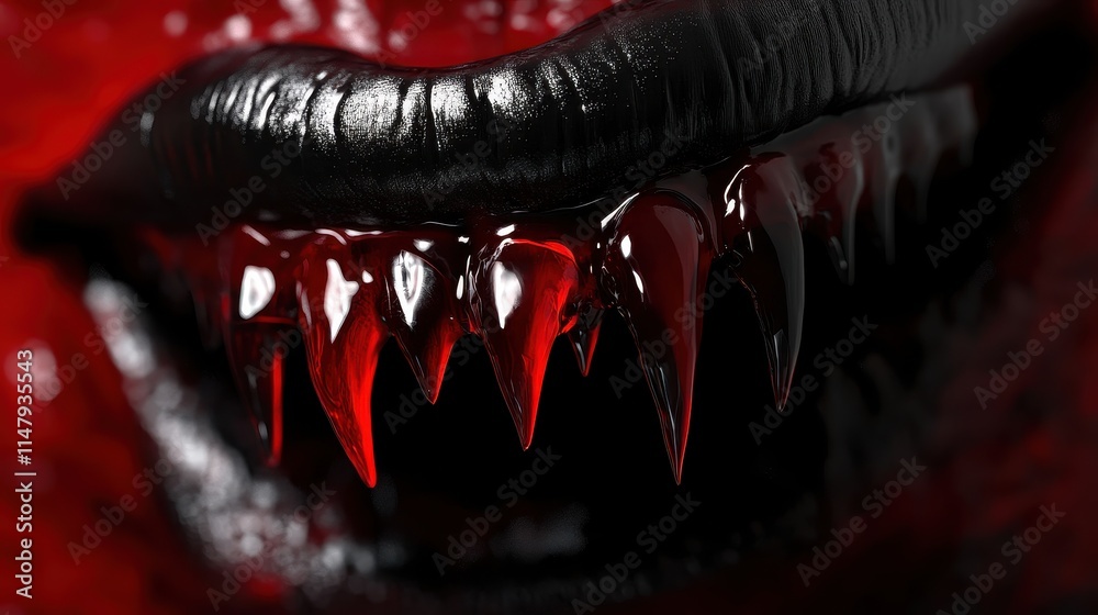 Sexy Vampire Woman lips with blood,Dripping blood on mouth, witches or ...
