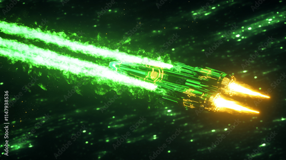 Green rocket spaceship fire light smoke trail vfx. Engine flame png ...