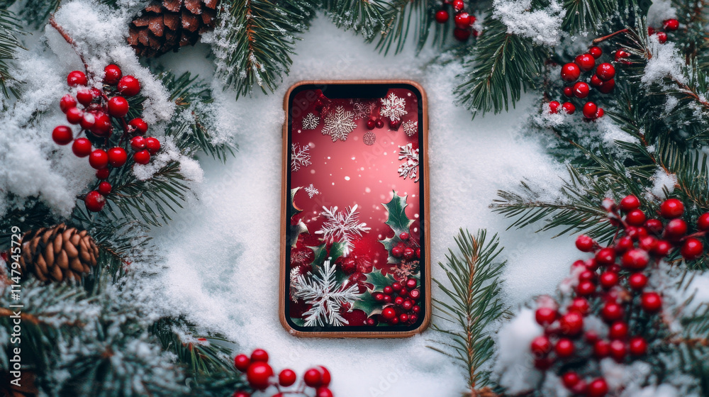 Winter gui game interface for mobile app shop. Ui wood frame with snow ...