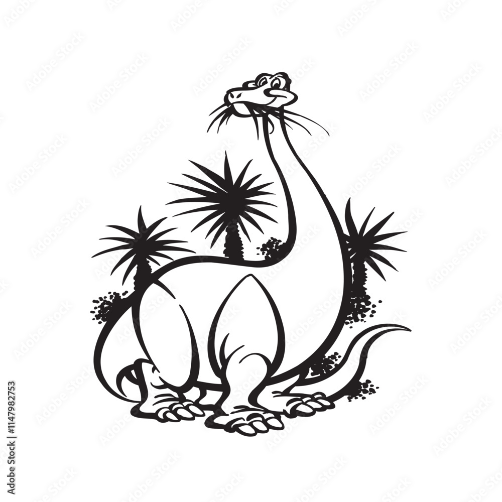 Brontosaurus dinosaur vector illustration cartoon isolated on white ...