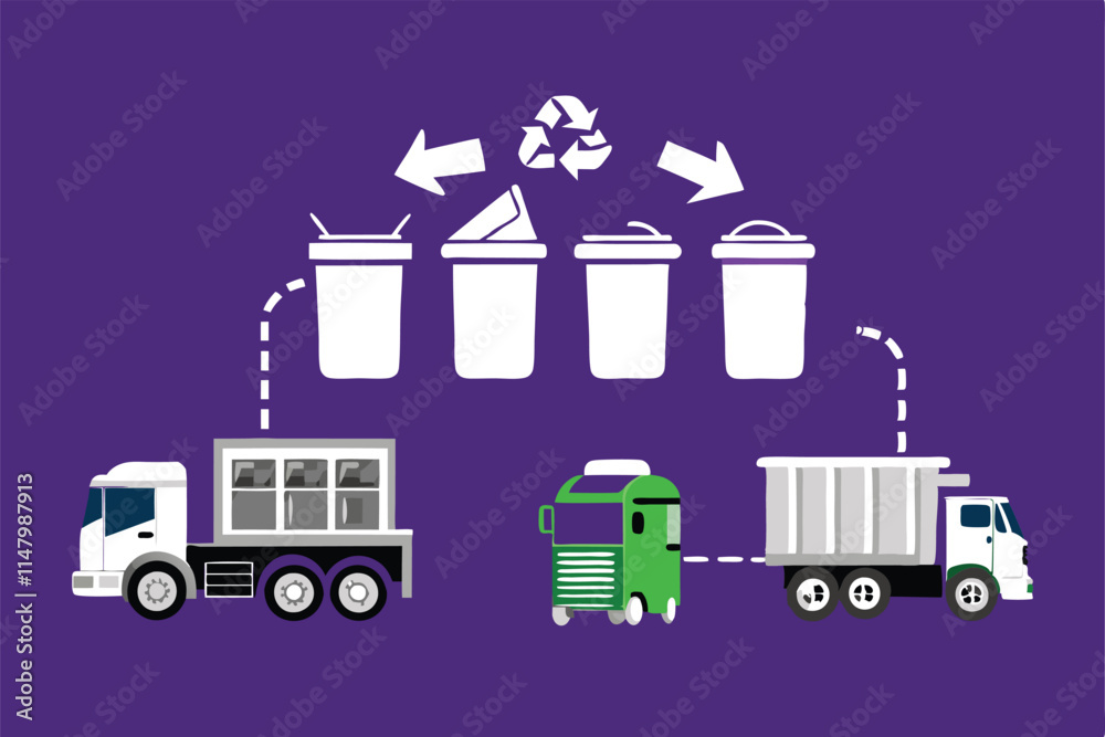 Illustrate a comprehensive waste management cycle, focusing on diverse ...