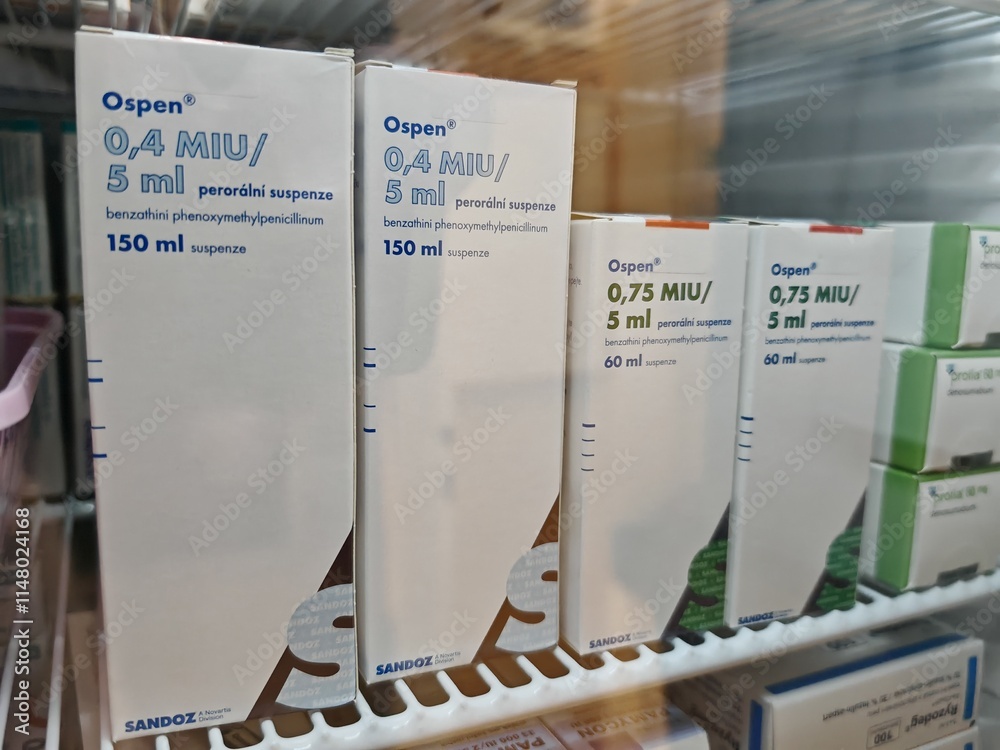 Prague,Czech republic-November 18 2024:Ospen Sirup box of medication ...