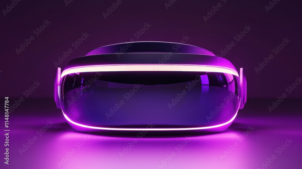 3d 360 vr headset glasses goggles lenses in futuristic purple neon ...
