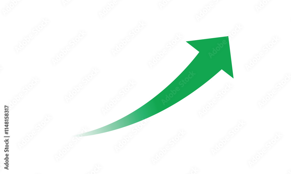 Rising arrow green gradation icon isolated on transparent background ...