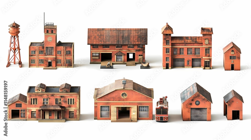 Detailed 3D Models of Historical Buildings Featuring Red Brick ...