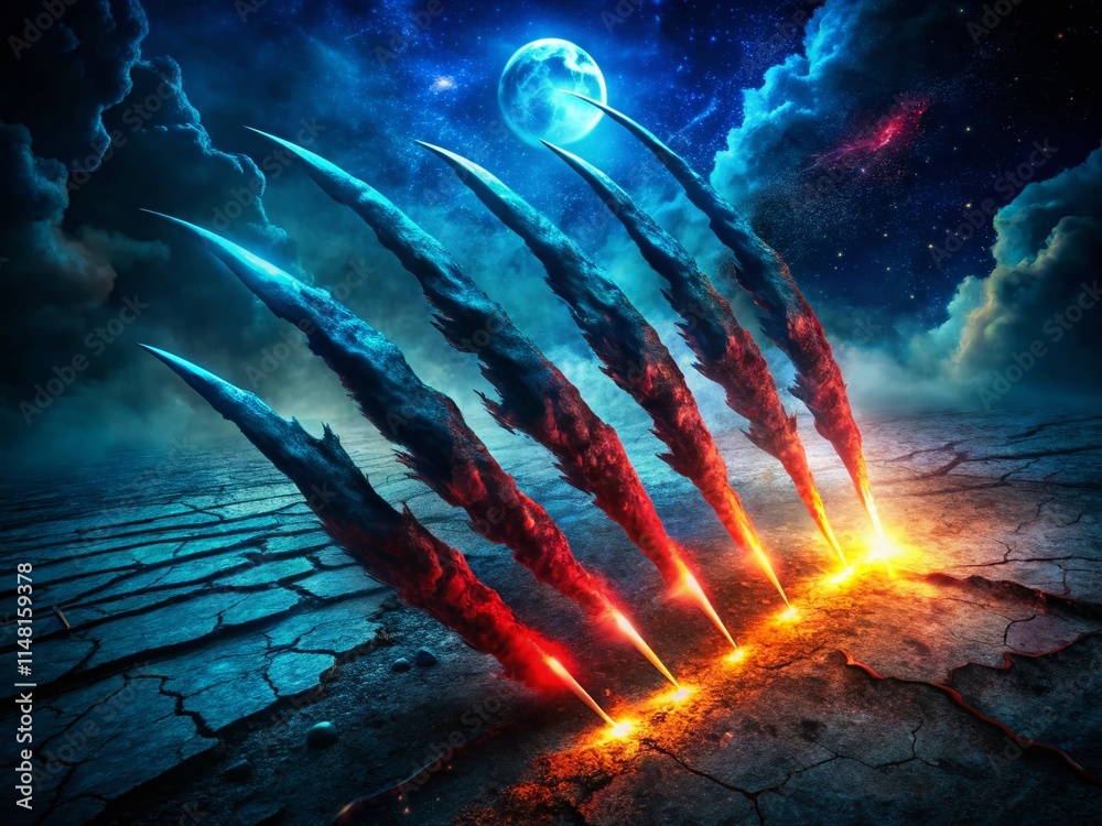 Long Exposure Monster Claw Scratches - Night Photography, Dark Fantasy ...