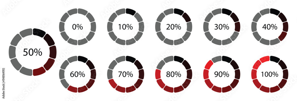 Circle loading and circle progress collection. Set of circle percentage ...