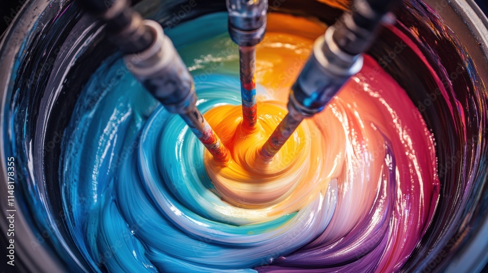 Vibrant Swirling Paint Mixing, Colorful Artistic Process Stock Photo ...