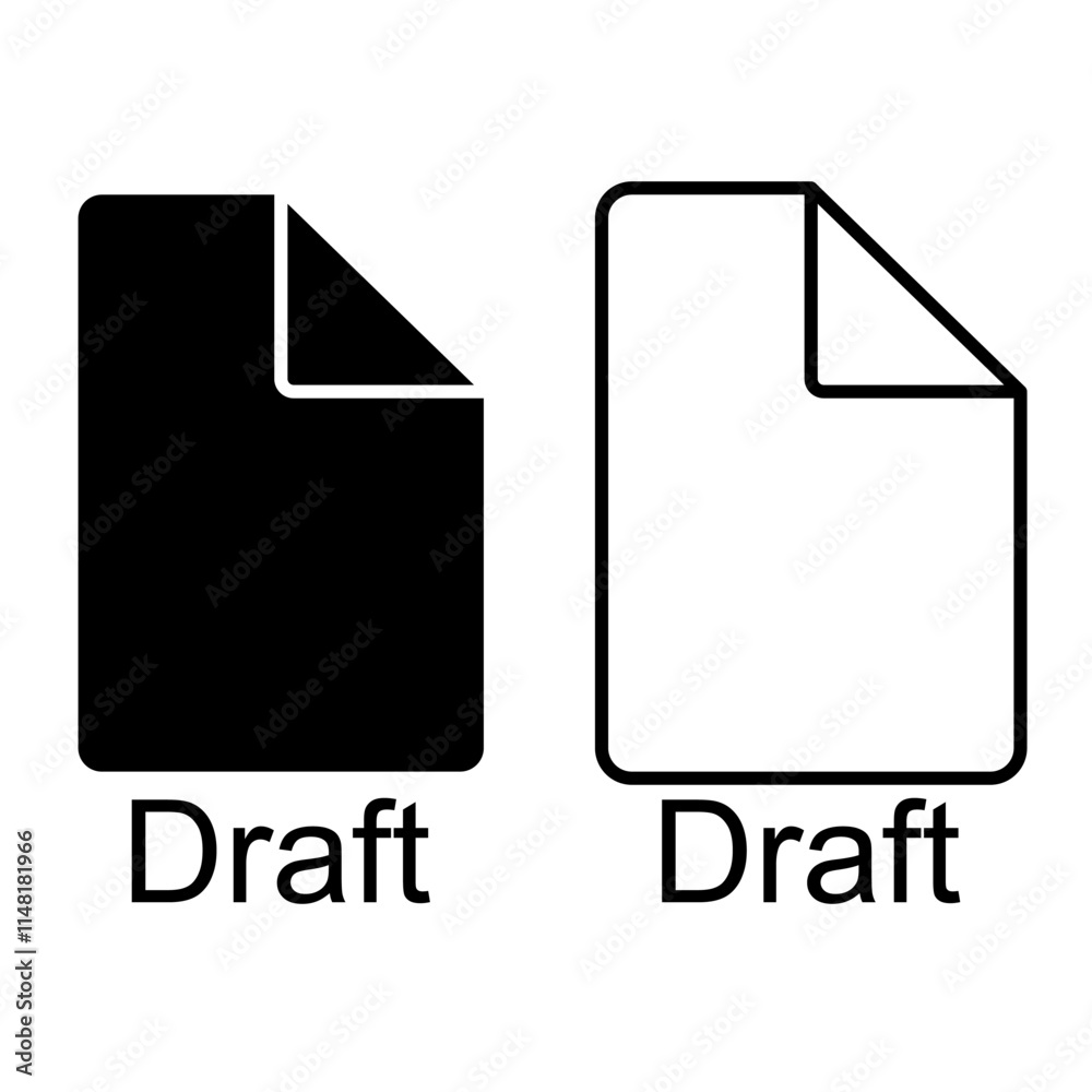 draft icon, simple flat style, illustration, logo sign symbol pictogram ...