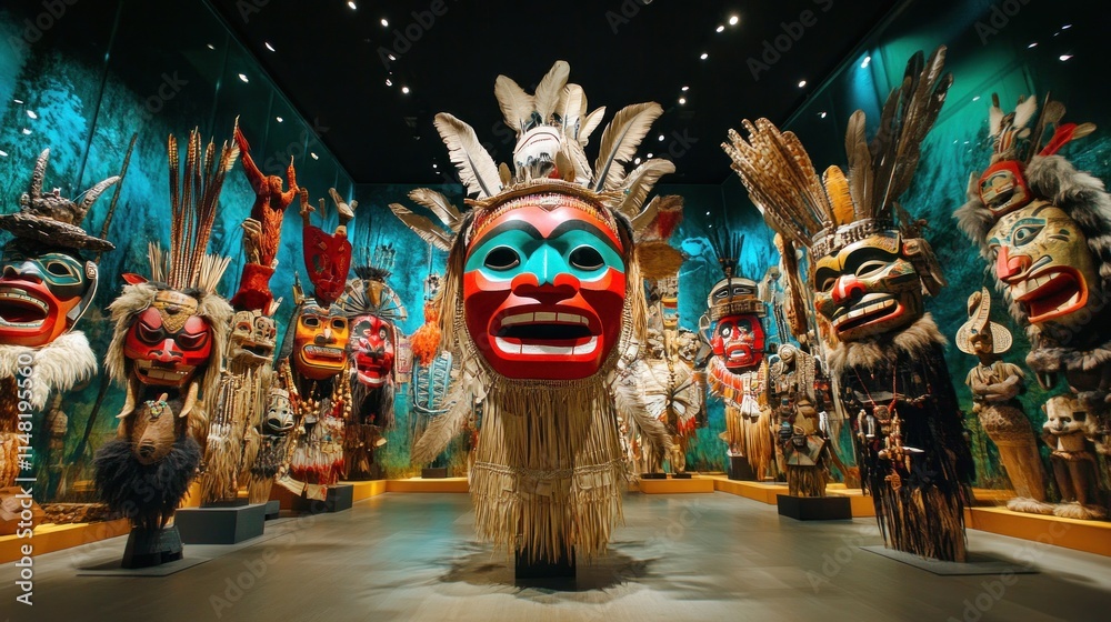 Vibrant collection of First Nations masks and carvings in museum ...