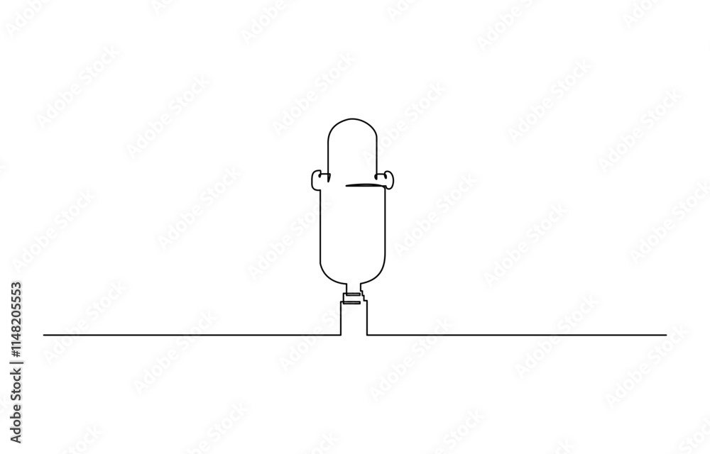 Continuous one line drawing of podcast microphone, One continuous ...