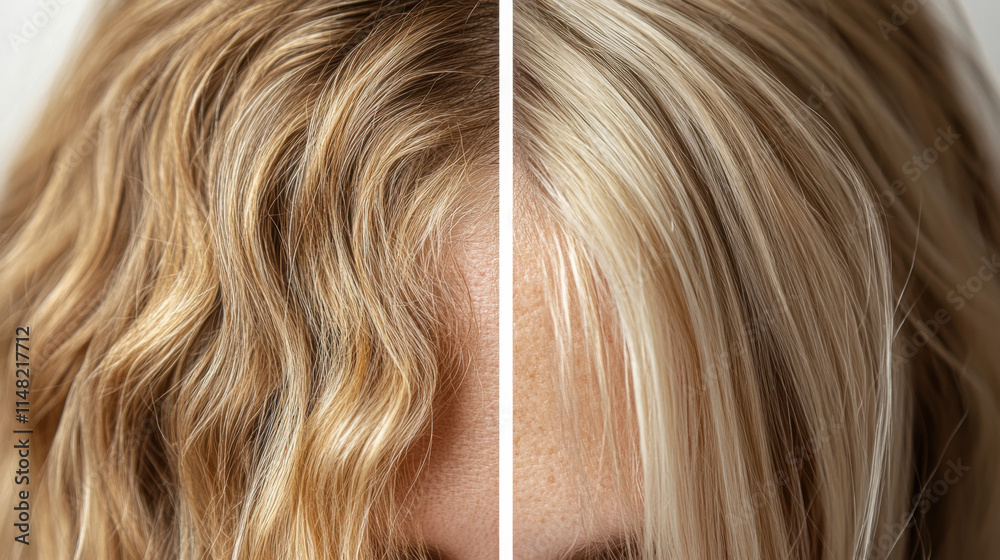 Foto de Stock Dandruff and Scalp Care, A close-up of two different hair ...