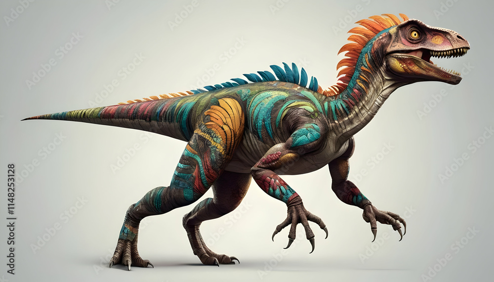 Vibrant Painted Dinosaur Artwork: A Prehistoric Creature in a ...