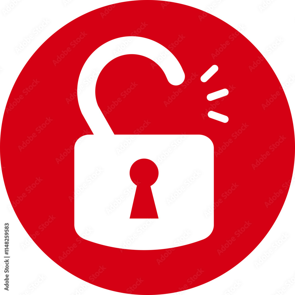 Padlock security icon. Red unlocked padlock flat vector symbol isolated ...