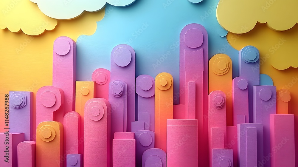 Papercut design of a workplace celebrating inclusivity with diverse ...