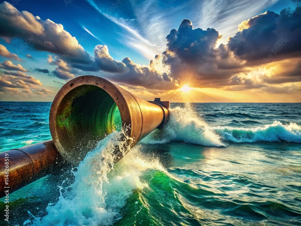 Ocean Pipe, Underwater Discharge, Water Pollution, Industrial Waste ...