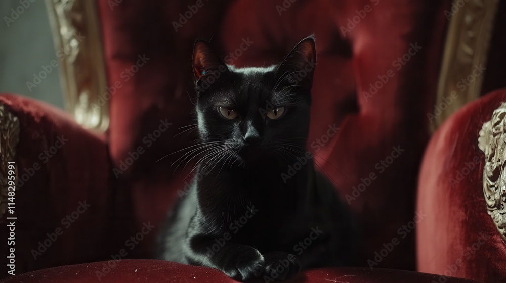 a sleek black cat with ears pinned back and a look of utter disdain ...