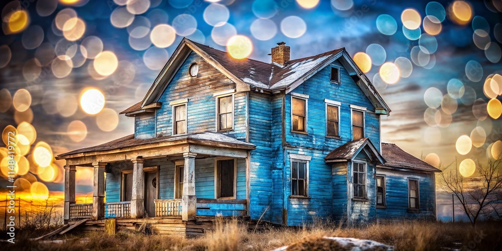 Abandoned House, Blue and White, Bokeh, Decaying Building, Ruined ...