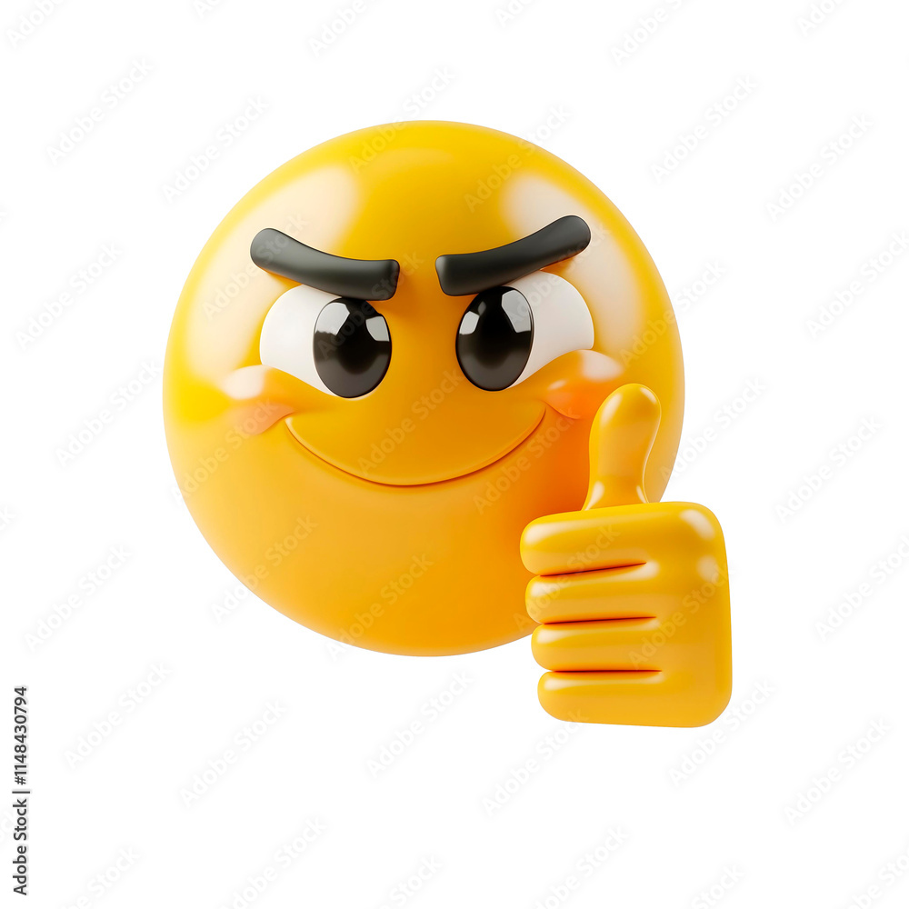 isolated 3d thumbs up emoji on plain background like emoticons reaction ...