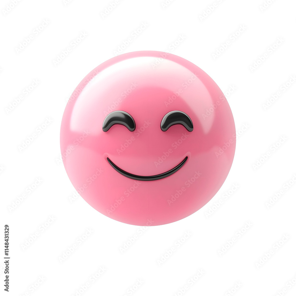 isolated 3d smiley emoji on plain background pink smiling emoticons ...