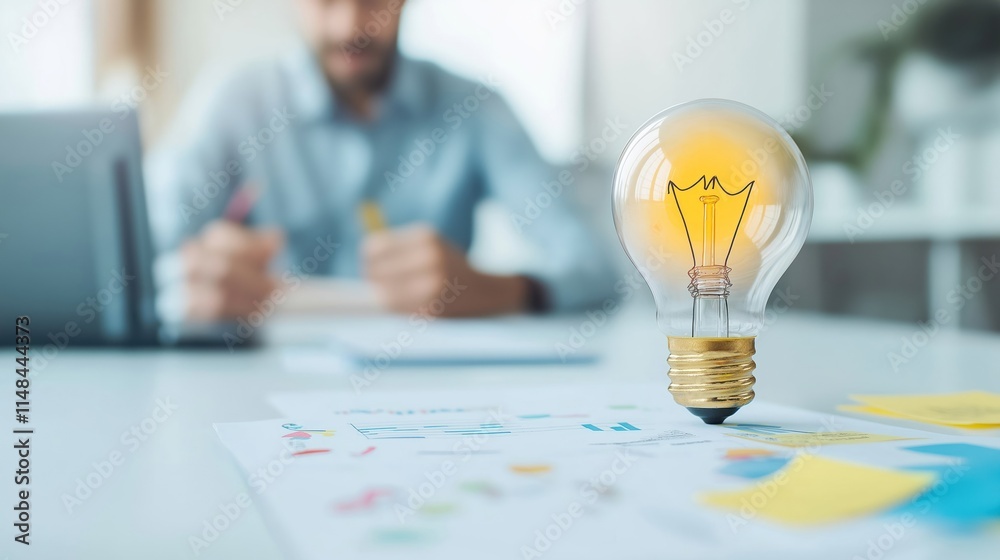 Creative workspace brainstorming session. Person engaged in idea ...