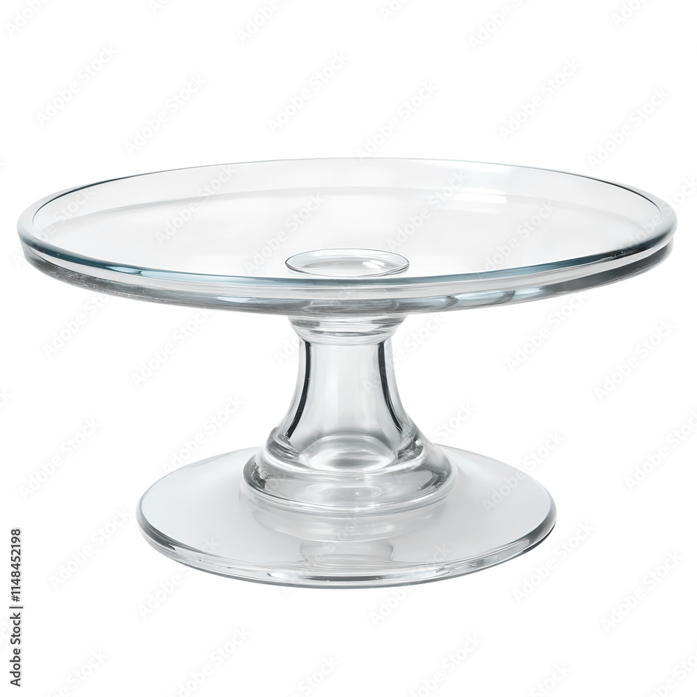 Cake stand - A transparent glass stand with a flat top and a pedestal ...