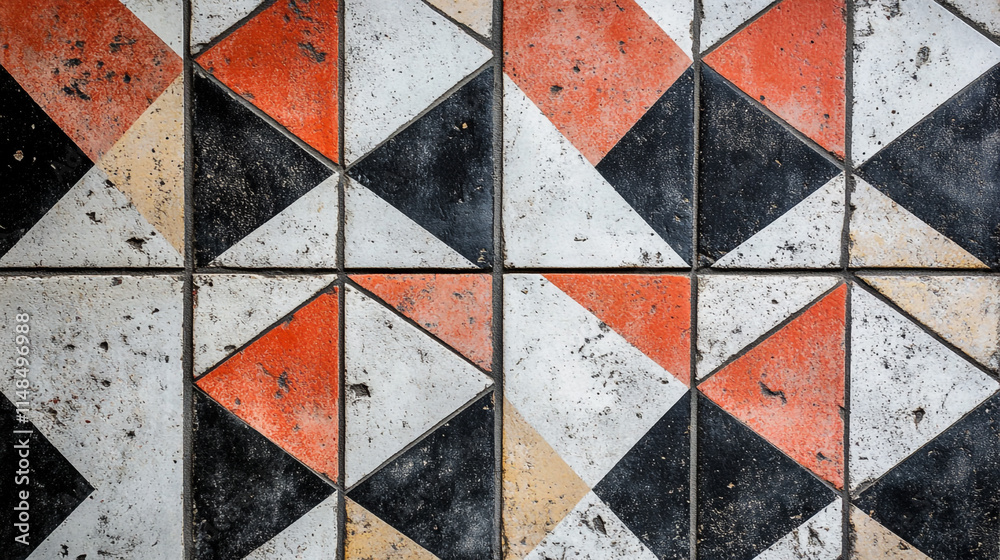 Geometric tile patterns feature bold colors and textures in a ...