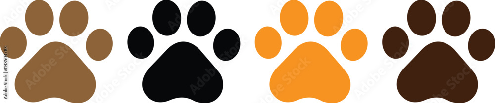 Dog and Cat paw print icon transparent. Bear vector paw lion footprint ...