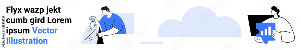 Two people involved in activities one analyzing data on a tablet, the ...