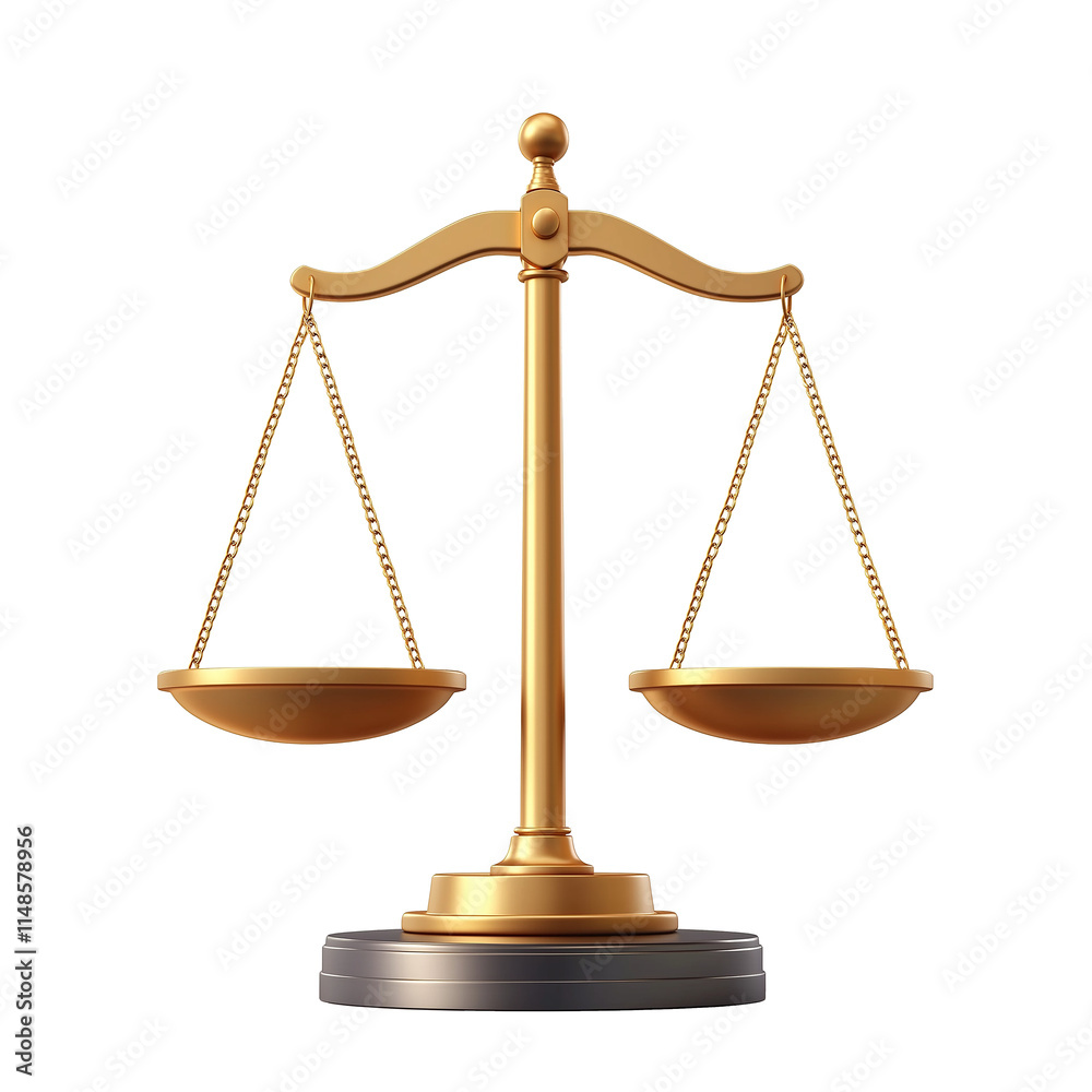 Golden balance scale standing on transparent background symbolizing ...