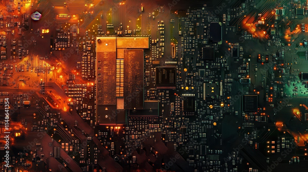 Circuit board. Technology background. Central Computer Processors CPU ...