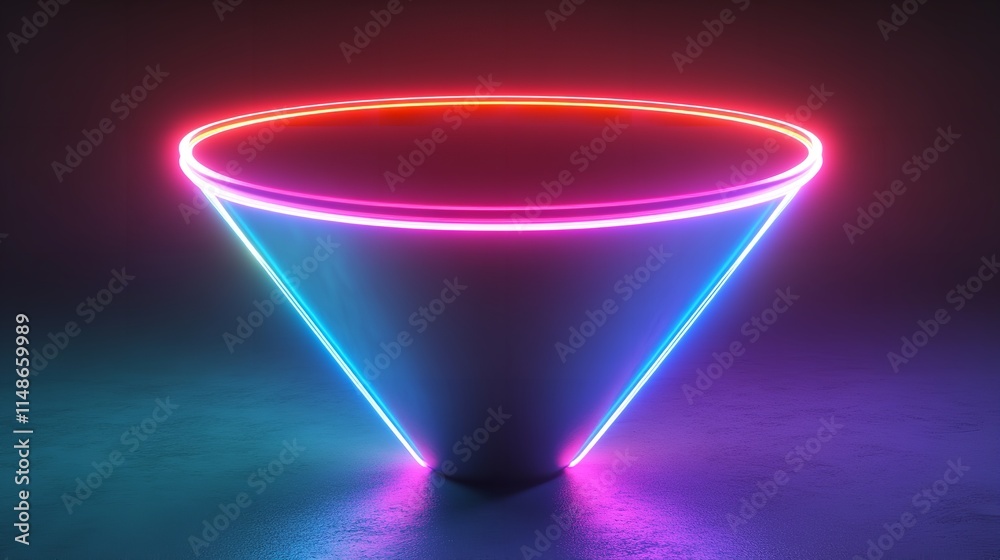 Digital sales promotion idea with a glowing funnel 3D depiction of an ...