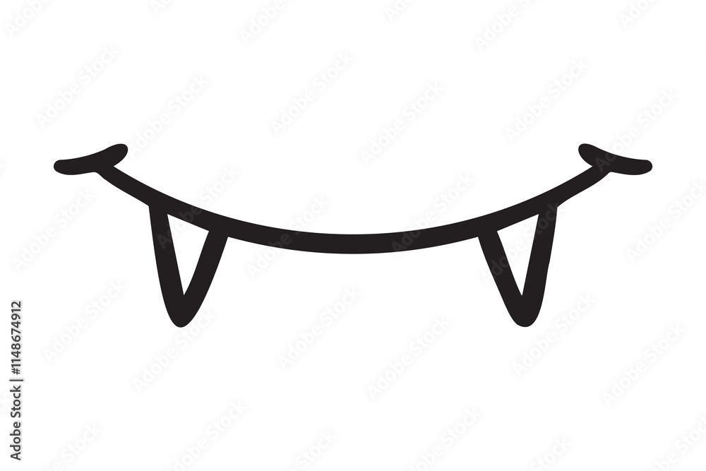 smile vampire emoticon doodle hand drawn icon. Outline drawing Monster ...