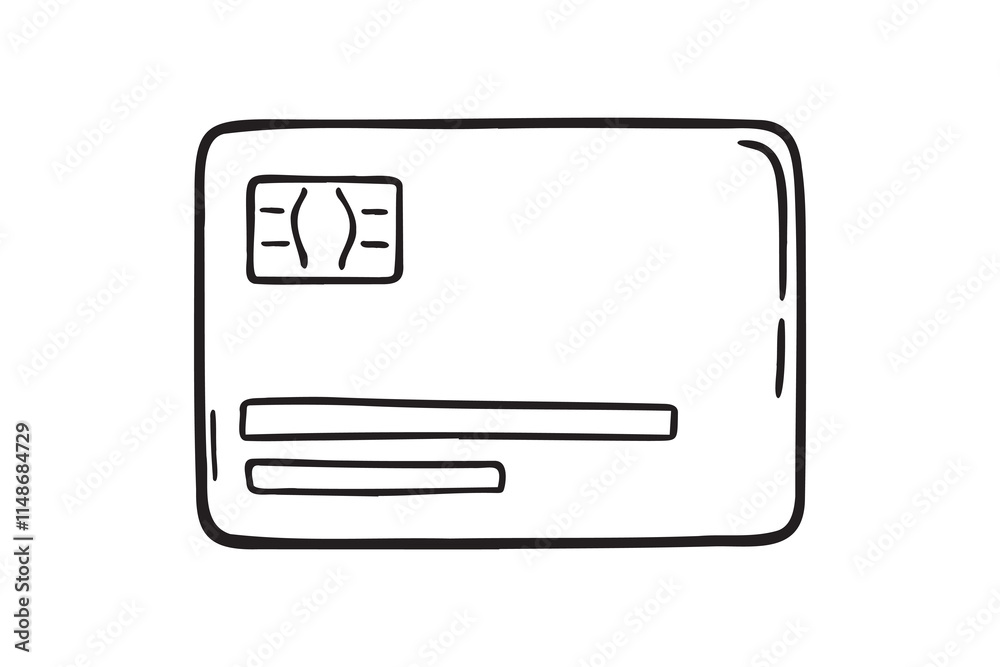 Credit card doodle hand drawn icon. Outline drawing credit card ...