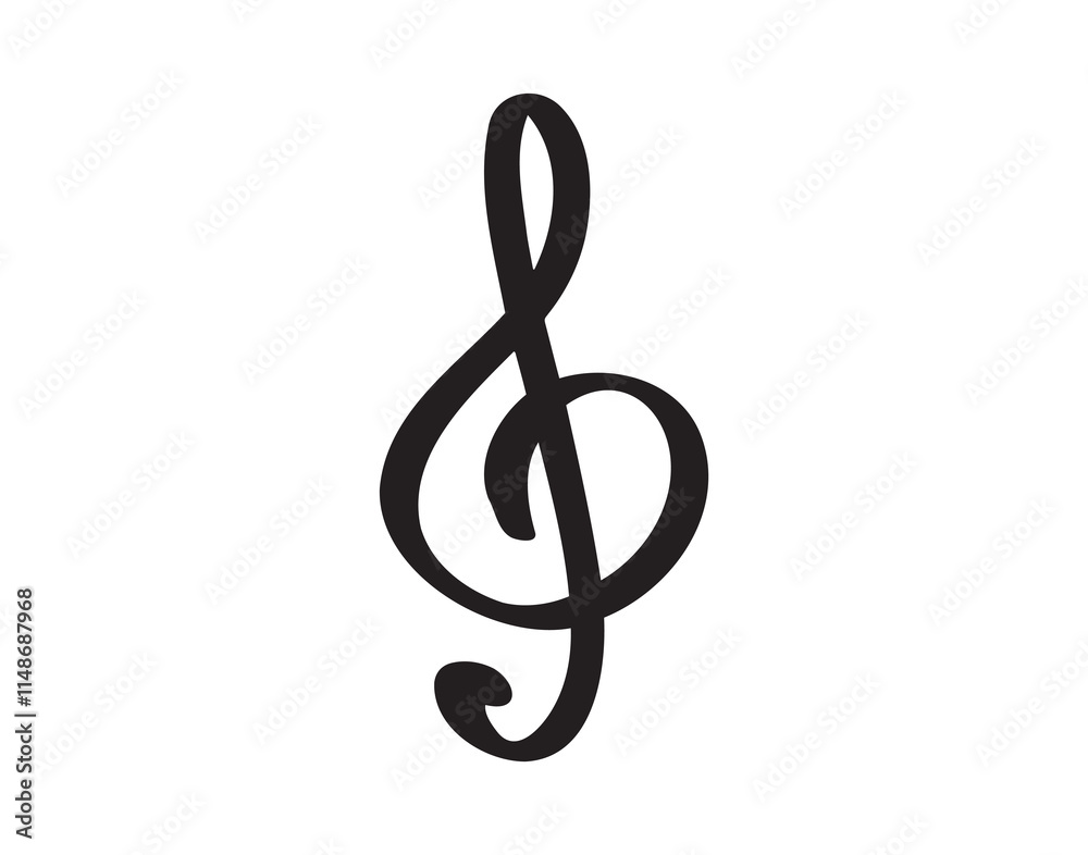 thick bold outline treble clef music note doodle hand drawn icon ...
