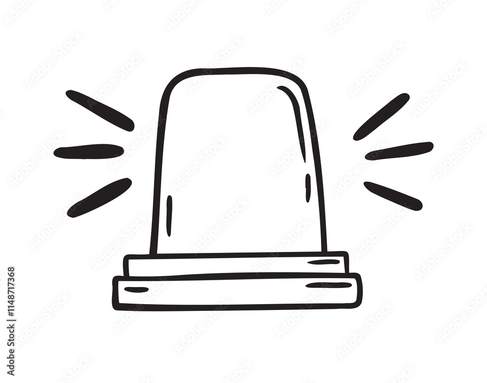 Siren light doodle hand drawn icon. Outline drawing siren light line ...