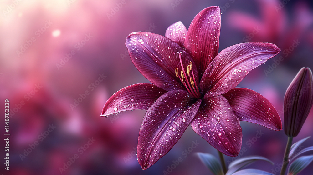 magical purple lily flower blooms, symbolizing mystery, transformation ...